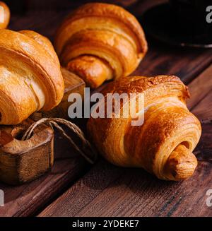 Appetizing croissants for a delicious breakfast close-up on the ...