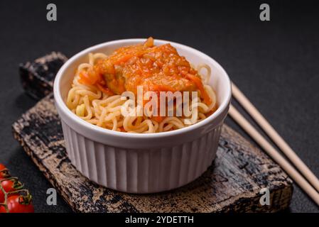 Rice noodles with fish and sauce, salt and spices Stock Photo - Alamy