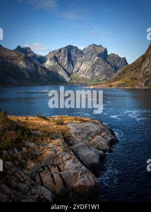 Breathtaking Lofoten Islands scenery with rugged mountains, fjords, and ...