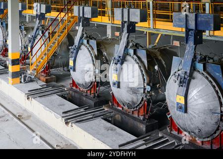 Autoclave workshop with tanks for concrete blocks hardening Stock Photo ...