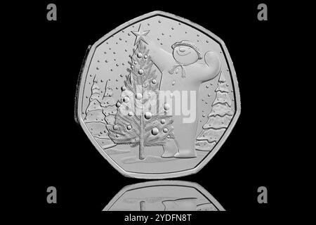 The Snowman 2024 50 pence coin issued by the Royal Mint to collectors ...