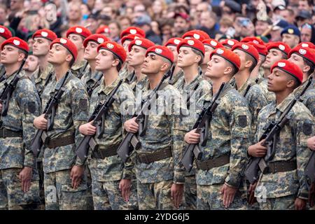 Recruits marching in before their swearing-in ceremony during ...