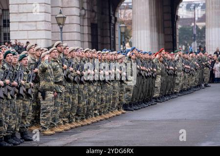 Recruits marching in before their swearing-in ceremony during ...