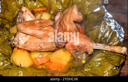Chicken luwombo meal. The Luwombo is a Ugandan traditional cuisine ...