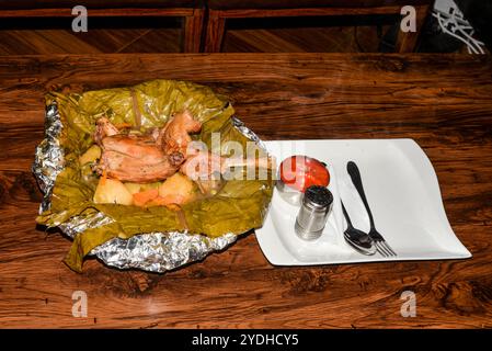Chicken luwombo meal. The Luwombo is a Ugandan traditional cuisine ...