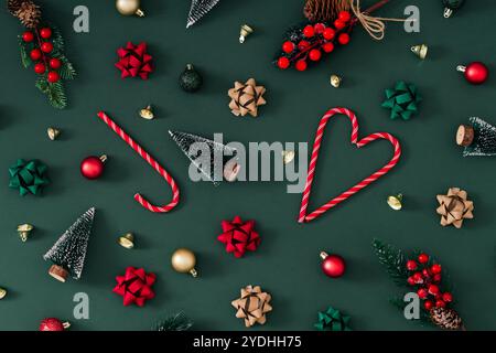 Trendy Christmas pattern with various winter and New Year objects on a ...