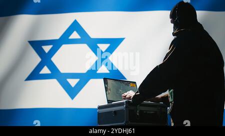 Israeli air defense operator using radar detecting missile attacks and ...