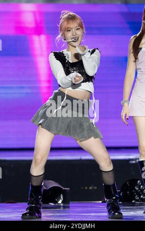 19 Oct 2024 - Goyang, South Korea : South Korean K-Pop girl group Kiss of Life, performs on the ...