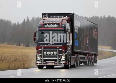 Red customised Volvo FH R. M. Enberg Pepsi Max semi trailer truck on ...