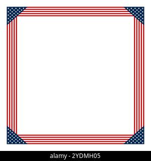 American flag motif, square frame. Border made with stars and stripes ...