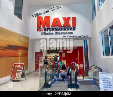 ICA supermarket entrance. ICA is a swedish grocery store that sells ...