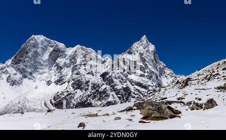 Panorama wide photo of Himalayas mountains in Nepal at Everest Base ...