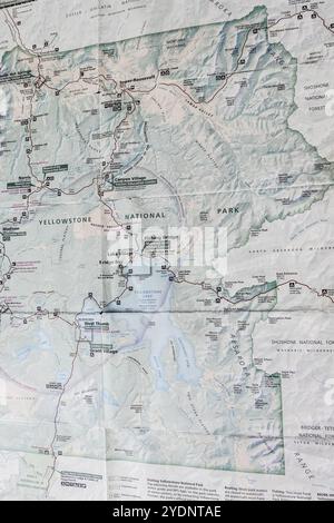 Yellowstone national park map, Wyoming, USA Stock Photo - Alamy