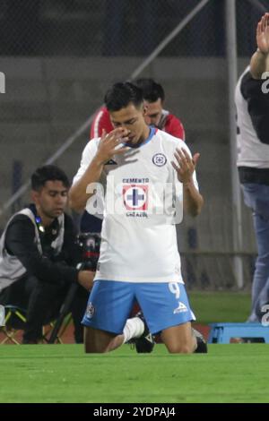 Angel Sepulveda #9 of Cruz Azul celebrating after scoring a goal during ...