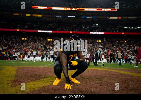 Washington Commanders tackle Trent Scott (73) in action during the NFL ...
