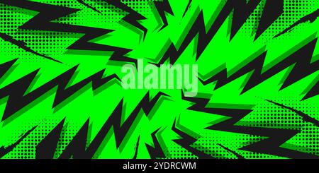 Comic Burst Background with Thunder Flashes and Halftone Effect Stock ...
