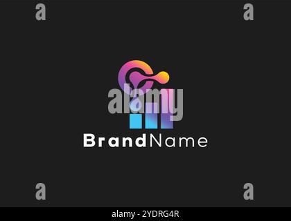 Minimalist technology growth logo. Modern style business futuristic ...