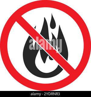 No open flame sign. No fire, No access with open flame prohibition sign ...
