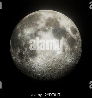 Earth's Moon Glowing On Black Background. Waning Gibbous moon / Waning ...