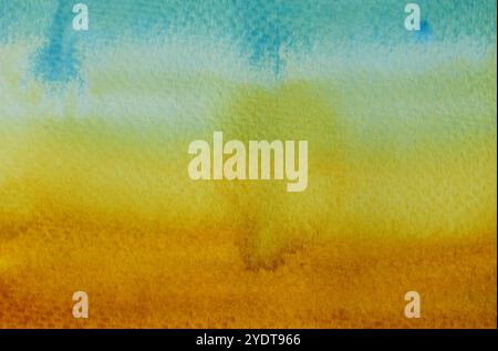 Abstract ink blue, green and yellow watercolor ink drops background ...