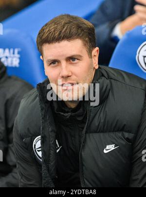 Brighton's head coach Fabian Huerzeler waits for the start of the ...