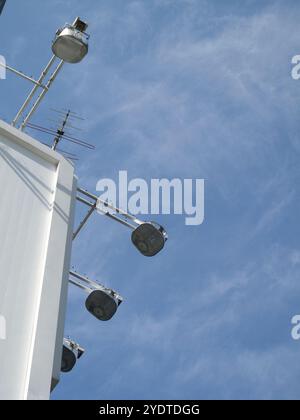 Spotlights on advertising billboards Stock Photo - Alamy