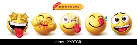 Drooling emoji vector character. 3d clip art emoticon like salivate ...