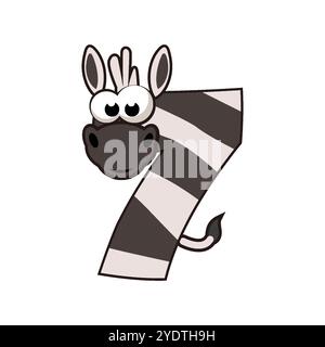 Cute seven number with baby giraffe cartoon illustration Stock Vector ...