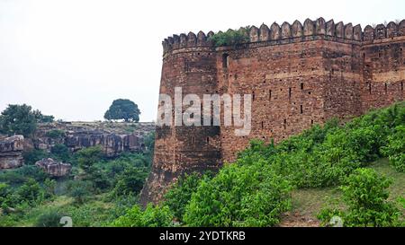 Exterior view of the ruined fortress of Jharkhandi Fort, a 17th-century ...
