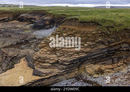 Tilted Devonian sandstone layers, sheltered bay of Skiba Geo, Northside ...