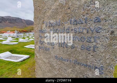 Sir Ernest Shackleton's gravesite at Grytviken (Swedish for 'Pot Cove ...