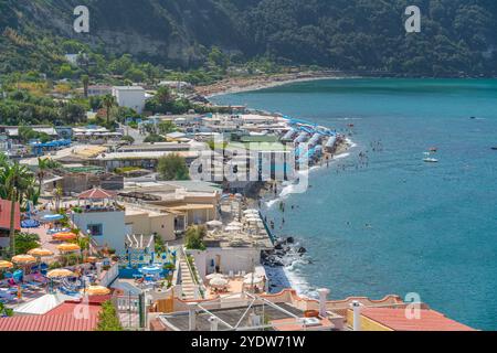 View of Spiaggia di Citara beach, Forio, Island of Ischia, Campania ...