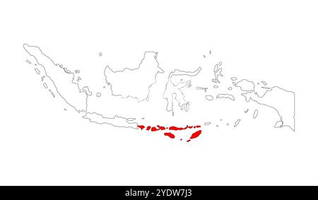 Indonesia detailed Lesser Sunda Islands map shape, Flat web graphic ...