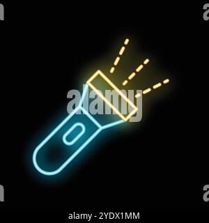 Neon flashlight shining in the darkness, creating a bright beam of ...