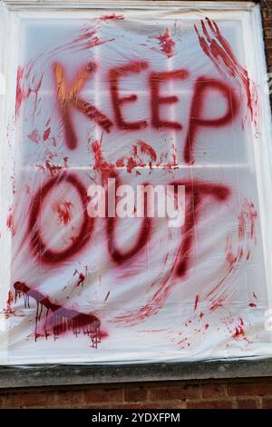 Lincoln, Lincolnshire, UK, England, blood stained sheets saying keep ...