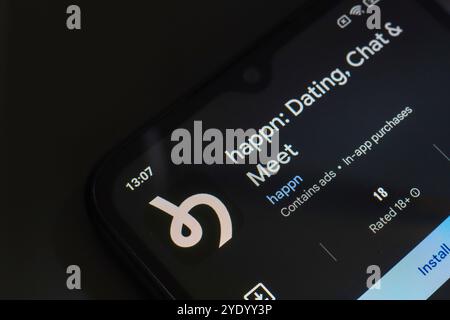 In this photo illustration, the Happn app seen displayed on a ...