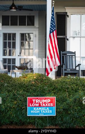 A Trump-Vance campaign poster is displayed next to rural mailboxes near ...