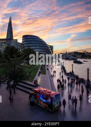 People walking along the pedestrian path by Queenhithe by River Thames ...