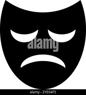Sadness mask. Simple flat black symbol with shadow on white background ...