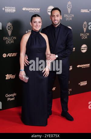 Hakan Calhanoglu and his wife Sinem Gundogdu arriving at the Ballon d ...
