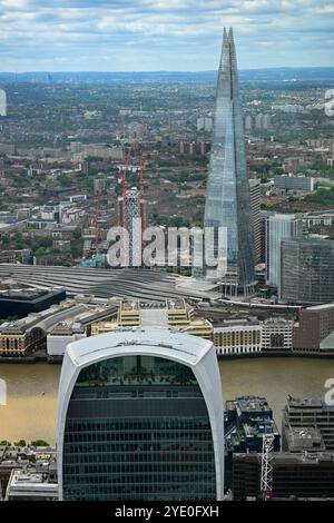Shard skyscraper with its futuristic glass arrow spire facade viewed ...