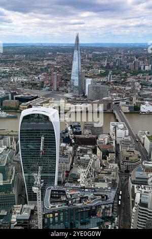 Shard skyscraper with its futuristic glass arrow spire facade viewed ...