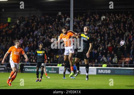 Ashley Fletcher of Blackpool scores to make it 0-1 during the Sky Bet ...