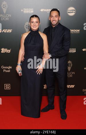 Hakan Calhanoglu and his wife Sinem Gundogdu arriving at the Ballon d ...