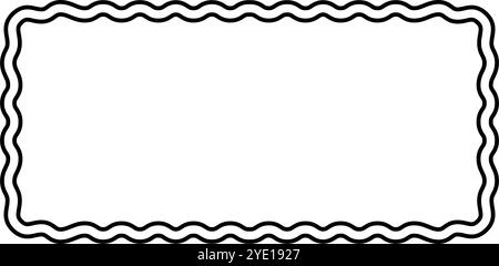 Round frame with scalloped borders. Empty tag, label, sticker or box template with wavy edges ...