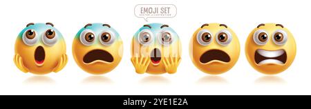Emoji frozen face characters vector set. Emojis emoticon facial ...