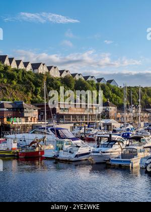 Cardiff Bay skyline and Penarth Marina, Wales UK. Cityscape landscape ...
