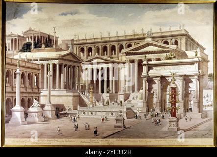 An ideal reconstruction of the Roman Forum and Temple of Capitoline in ...