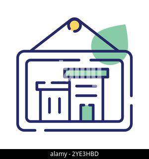 Building inside image hanging showing concept icon of architectural ...