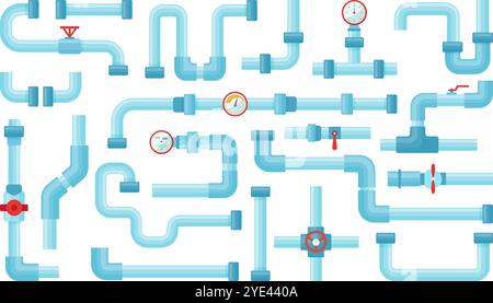 Air duct elements. Pipes system vents fans for industrial airflow on ...